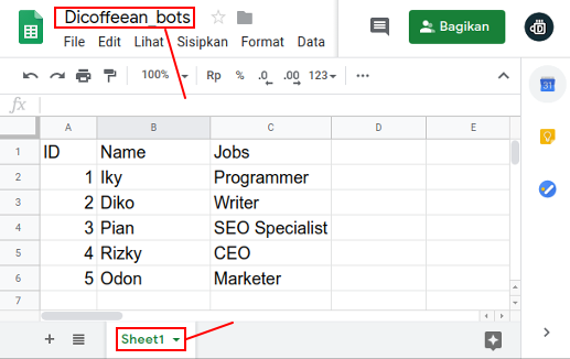 Mengambil Data Google Sheets dengan Bot Telegram (+ Python)